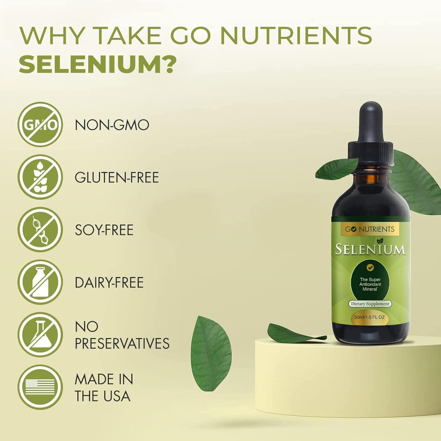 Selenium 200 mcg | Organic Liquid Drops | Go Nutrients