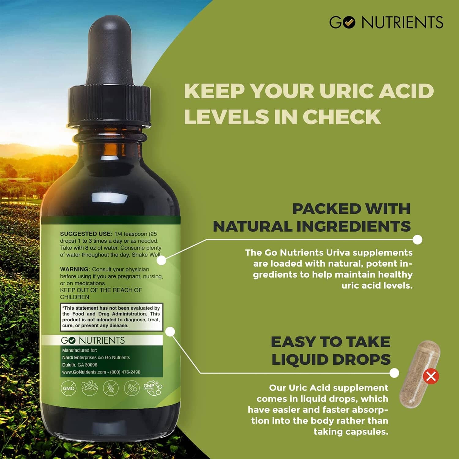 Uriva™ | Advanced Uric Acid Support Supplement | Go Nutrients
